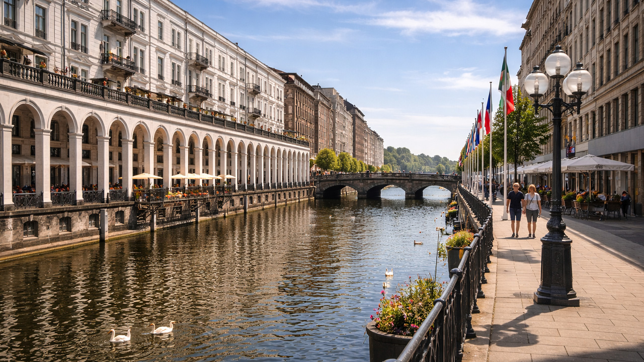 A beautiful walk along Hamburg’s canal