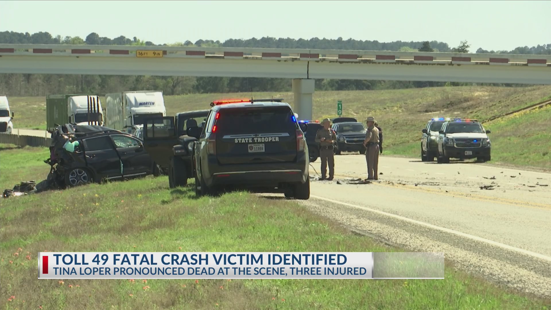 DPS names victim of fatal 18-wheeler crash on Toll 49 in Smith County