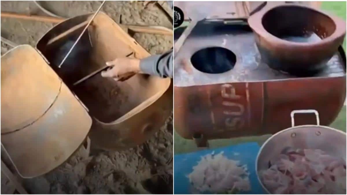 Man converts LPG cylinder into traditional stove amid supply concerns ...