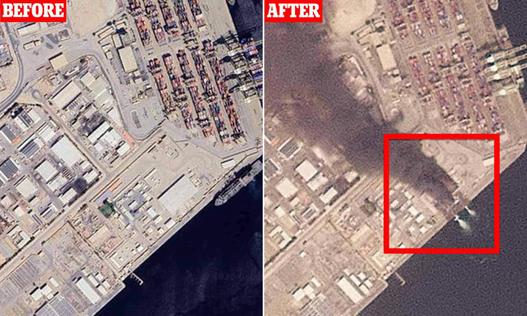 Before-and-after satellite images show damage suffered at US sites ...