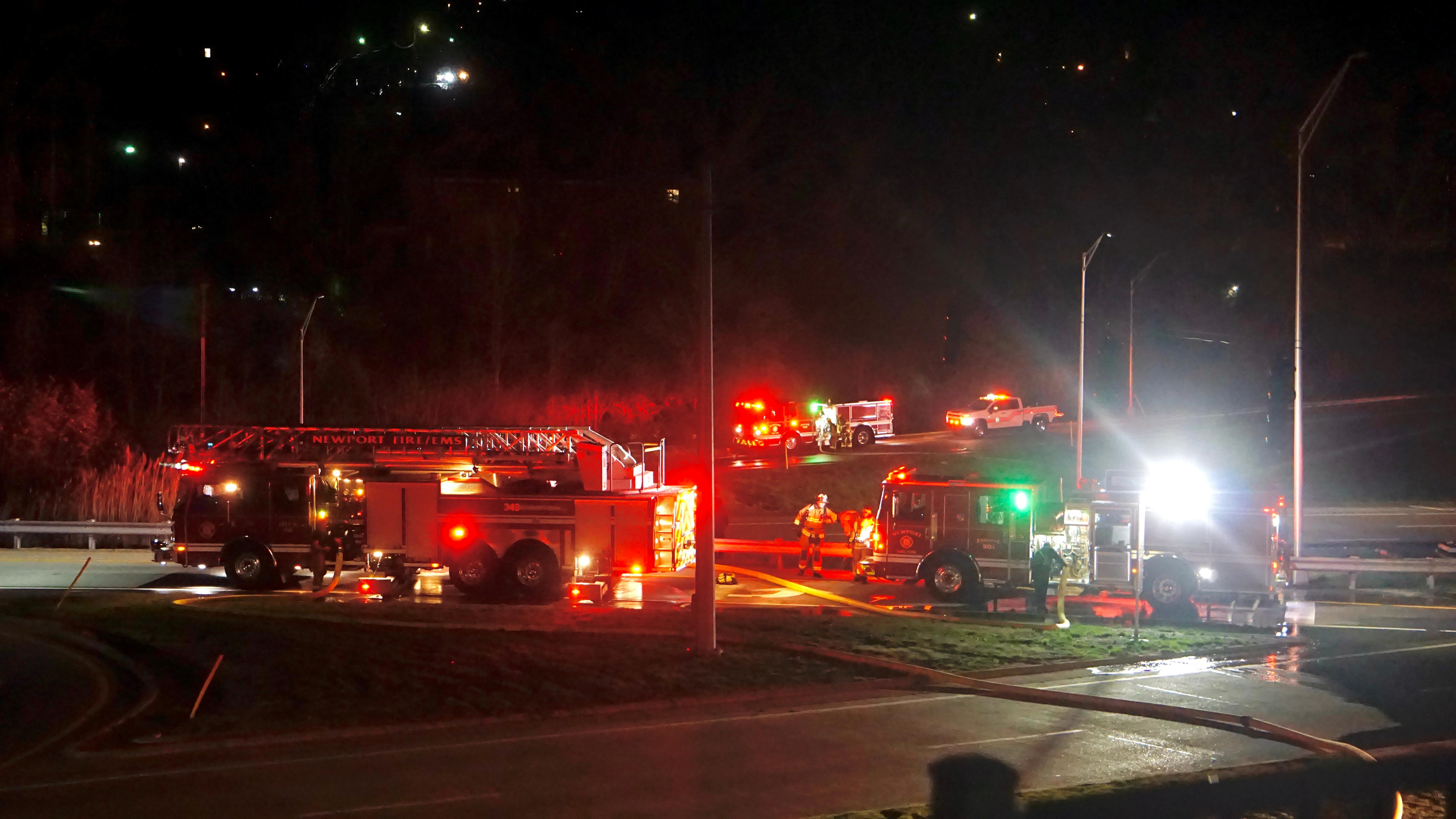 Crash involving fuel tanker sparks large fire that closes I-471