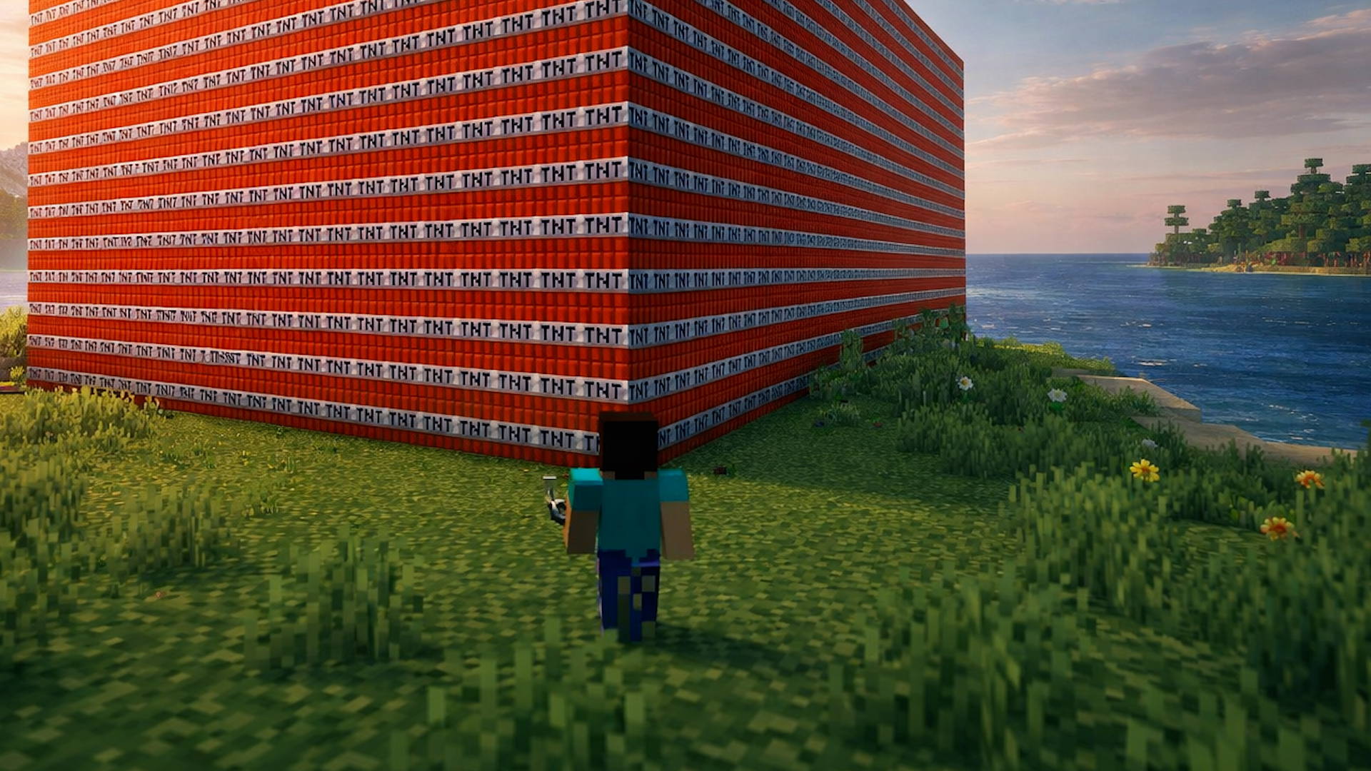 Building a large scale Minecraft TNT block structure