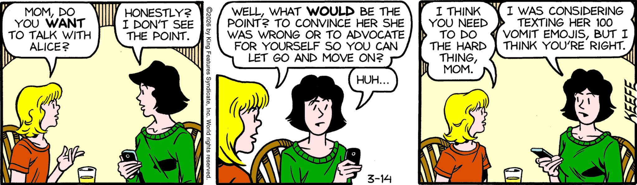 Sally Forth by Francesco Marciuliano; drawn by Jim Keefe