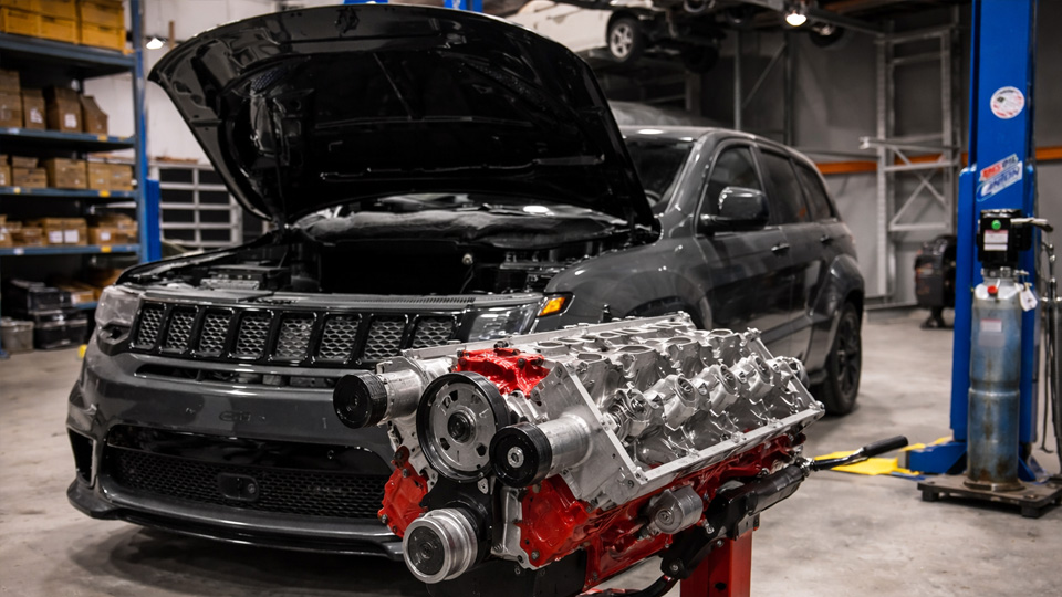 Can a Trackhawk run a Dodge Demon engine?
