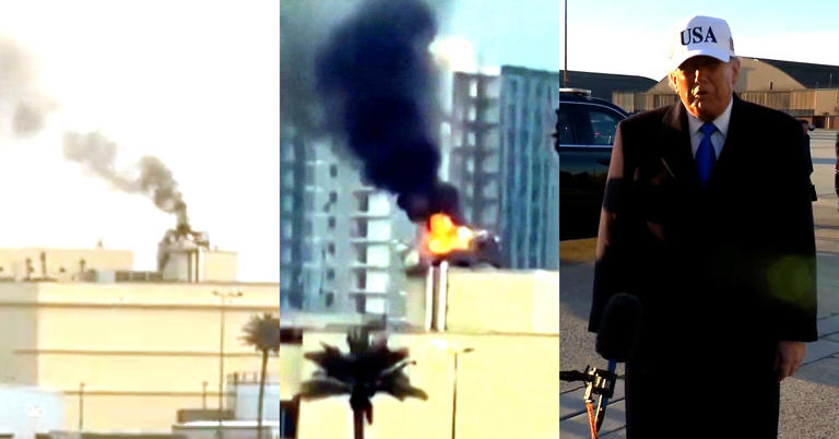 US embassy burns after being struck by missiles as Trump war on Iran rages