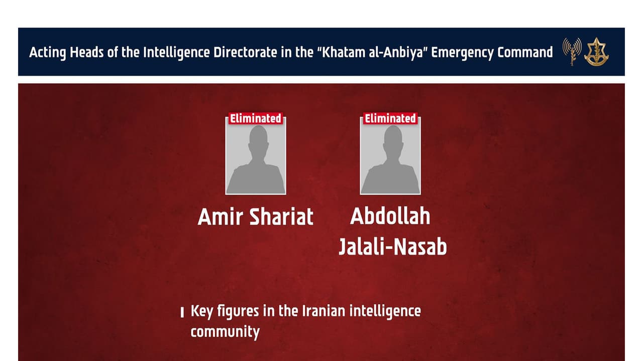 IDF airstrike in Tehran kills two senior Iranian intelligence officials