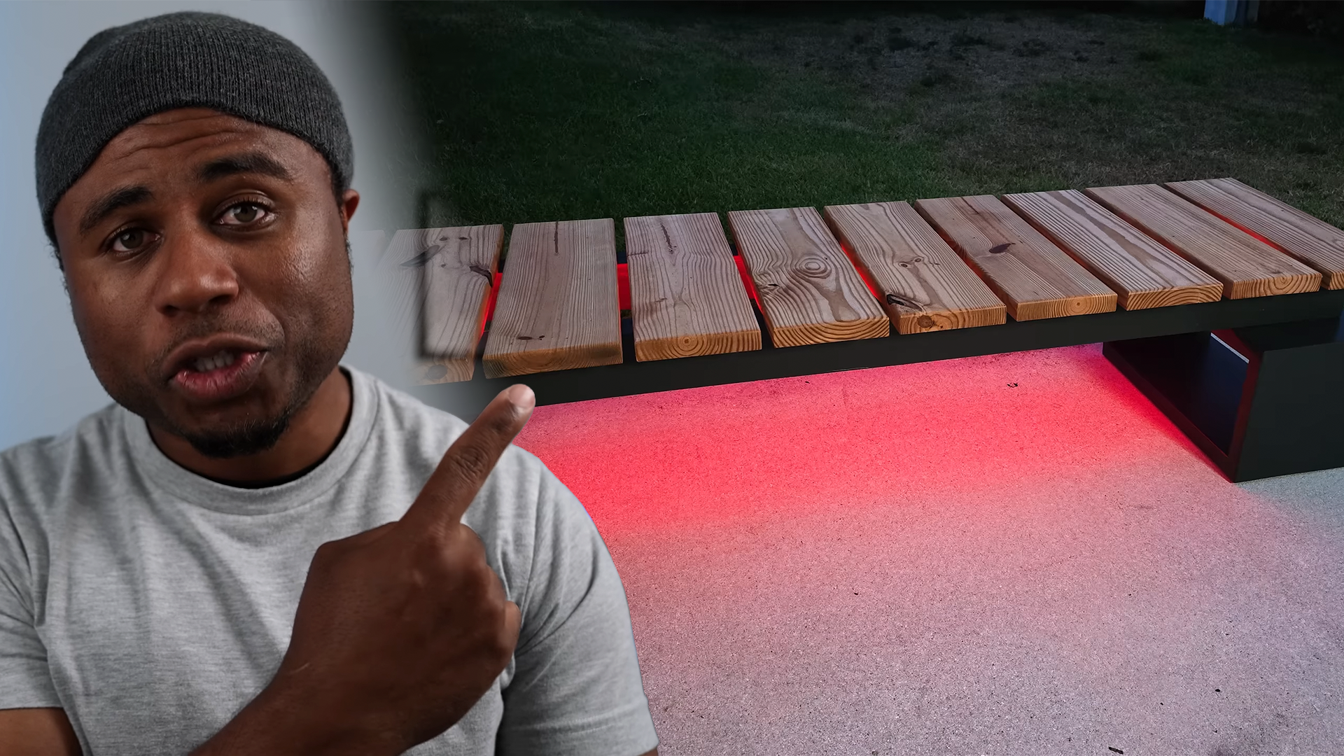 DIY modern garden bench with LED lights