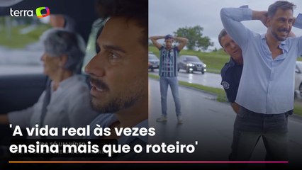 Ator da Globo toma enquadro real ao gravar cena de assalto: 'Mão na cabeça'