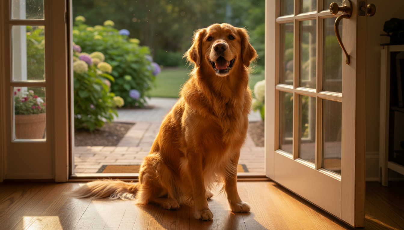 Retriever greets kids after school then owner notices mistake 4 hours later