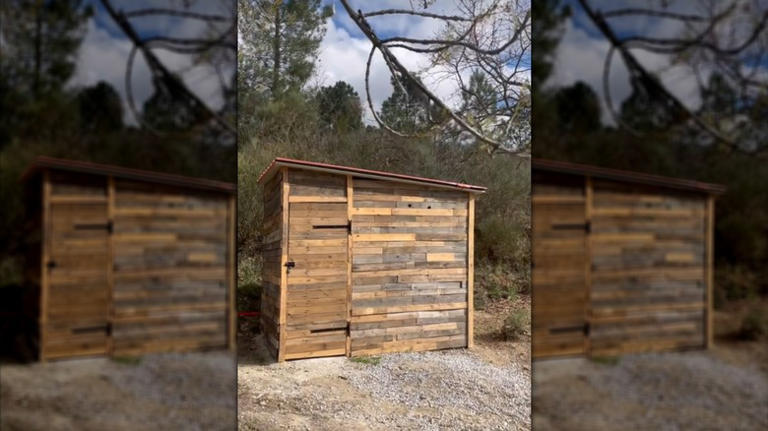 Turn old wood pallets into a backyard shed that changes your outdoor space