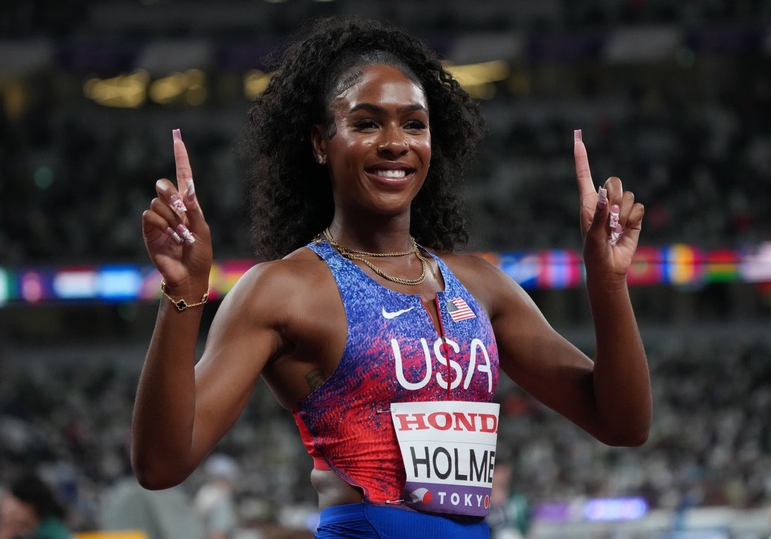 Dynamic photos of Olympic sprinter Alexis Holmes on and off the track