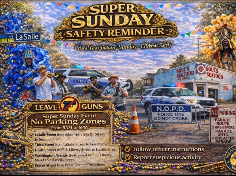 NOPD urging safety during Super Sunday