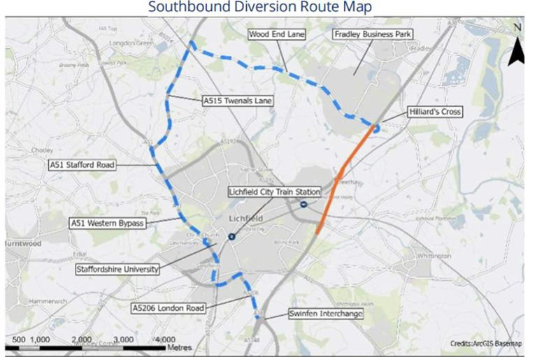 A38 near Lichfield to close for 11 days for HS2 works with big delays ...