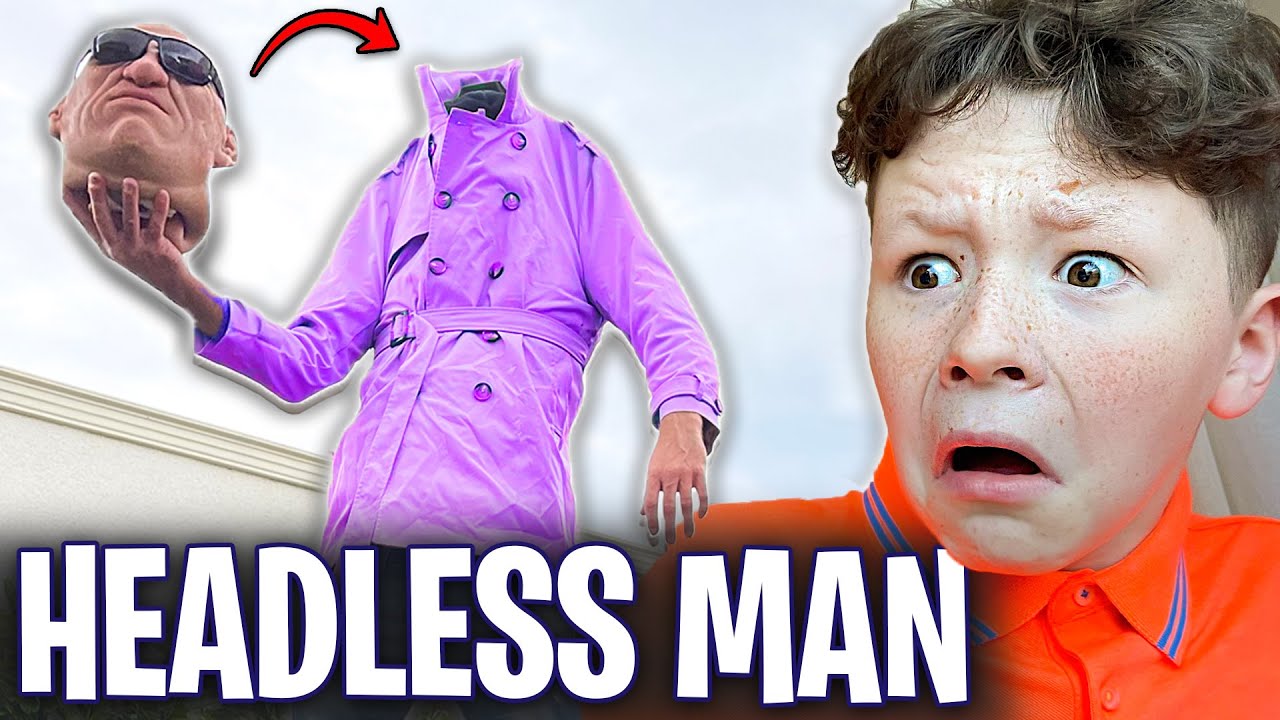 My little brother reacts to the headless man prank