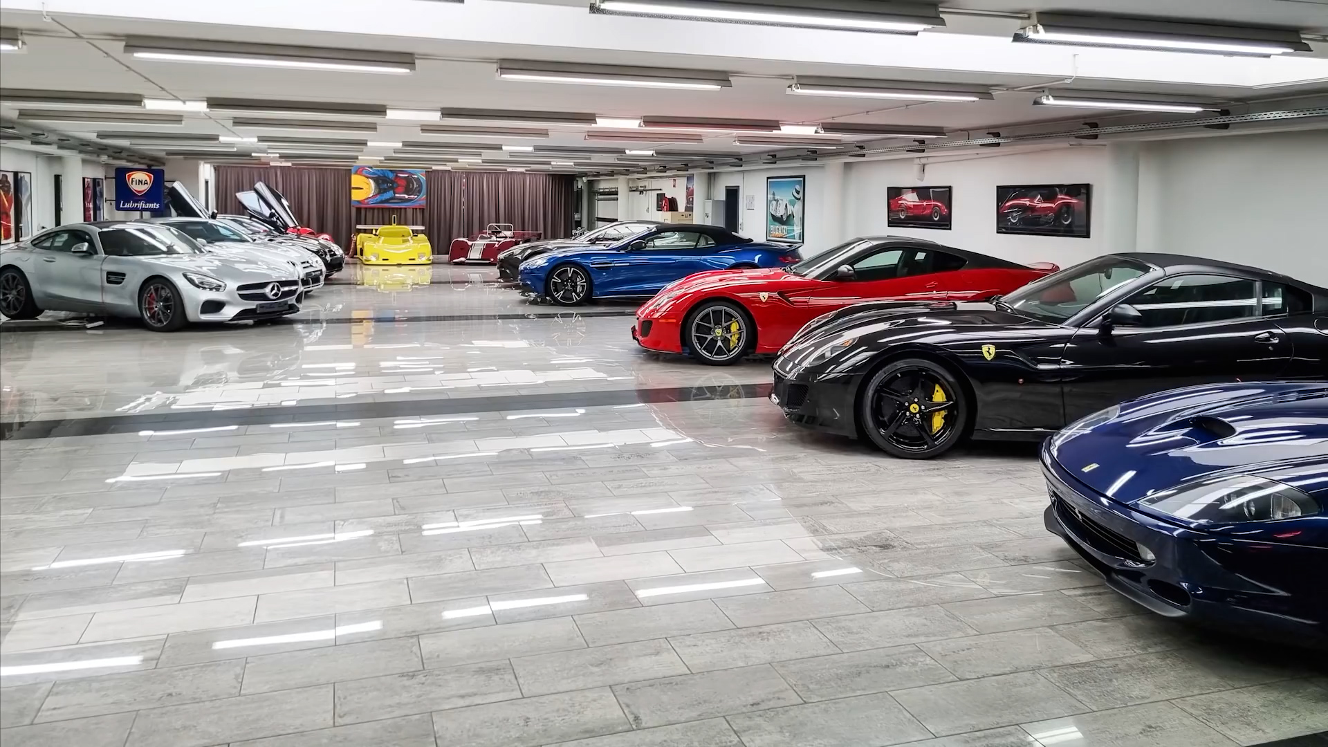 Luxury supercar collection garage display