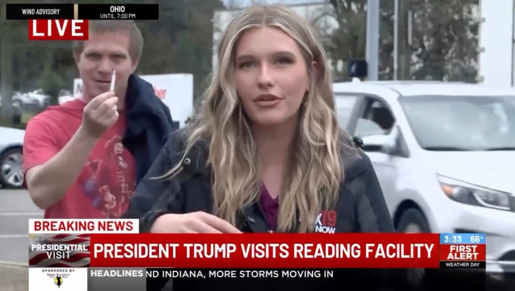 Bizarre moment passerby eats a lit cigarette on live TV during ...