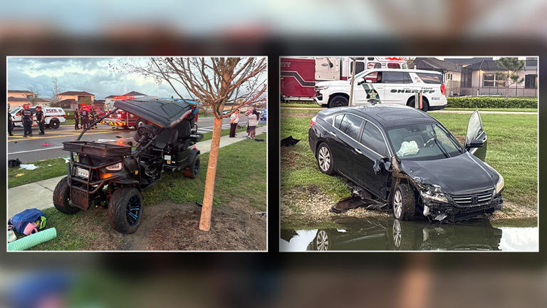 8 people ejected, seriously injured after golf cart hit by vehicle in ...