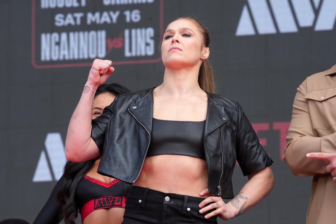 Intense photos capture UFC and WWE legend Ronda Rousey ready for battle