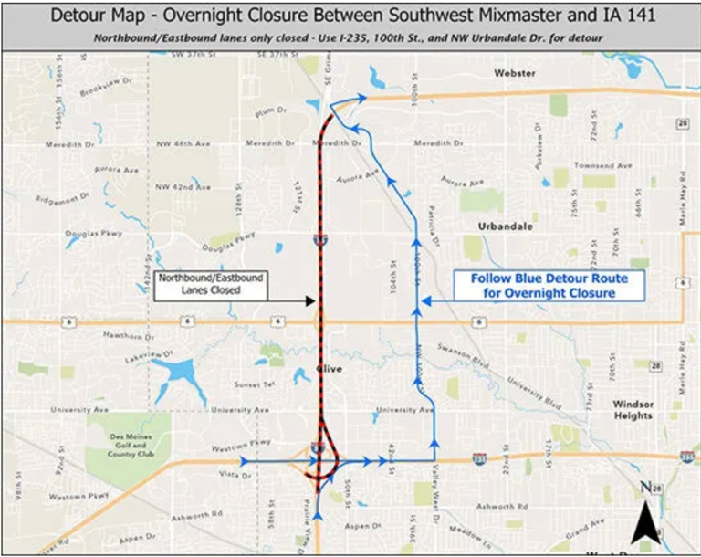 Iowa DOT closing I-80/35 to shift traffic at Hickman Road. Here's when
