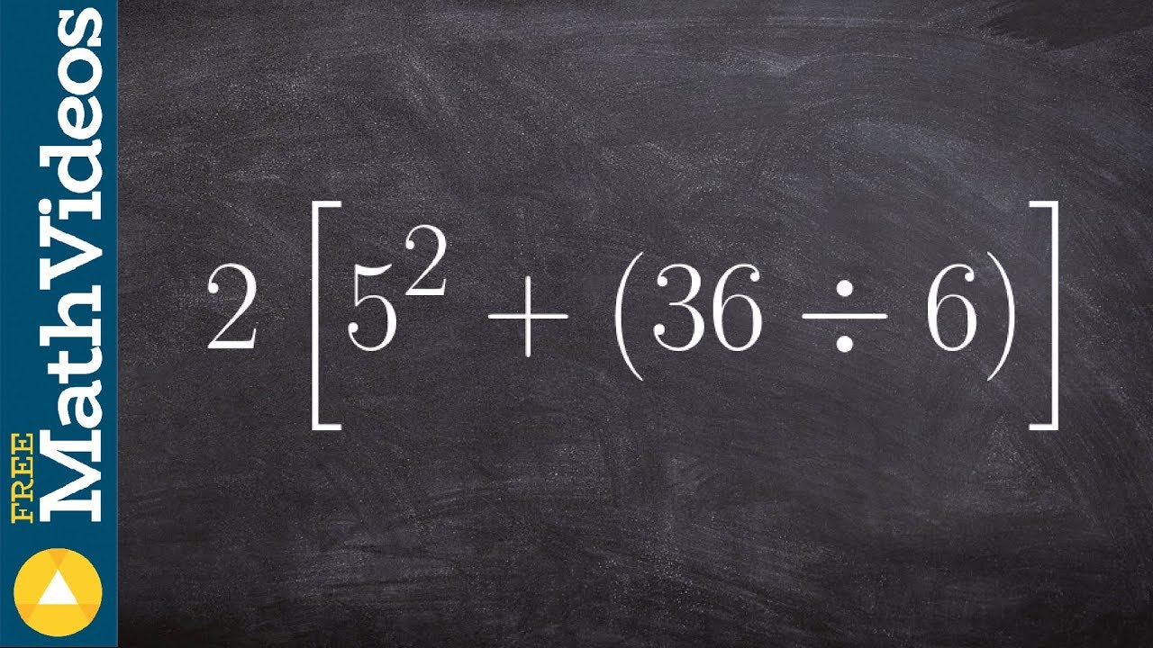 Review of order of operations with parenthesis and brackets, 2(5^2 ...
