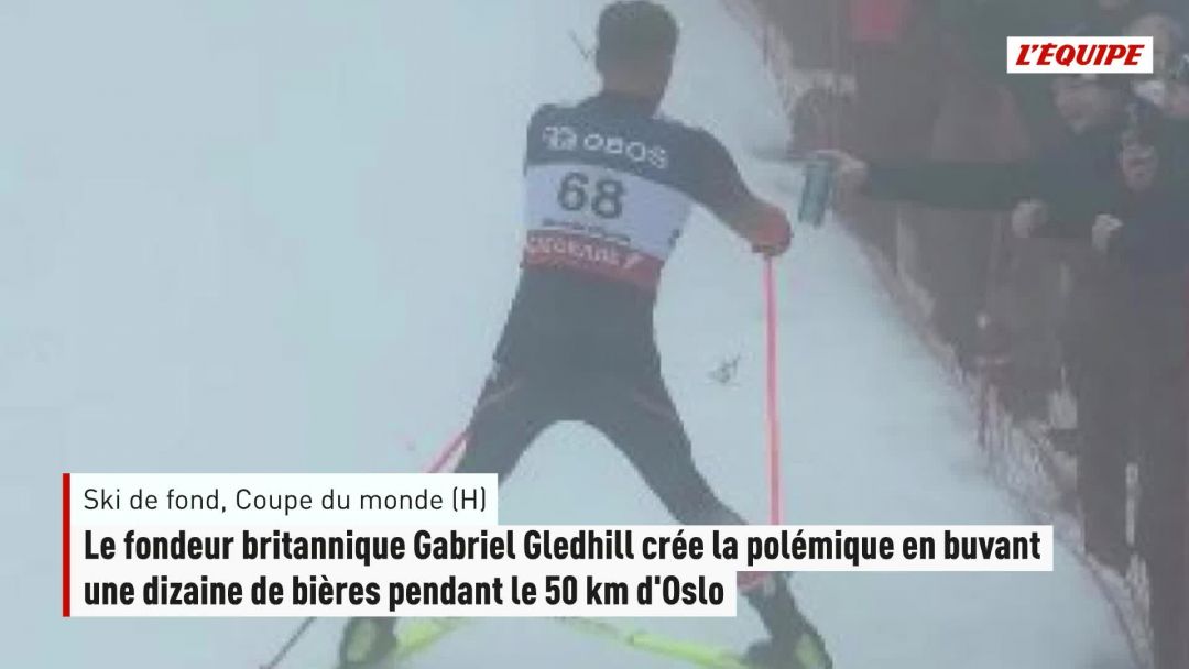 Le fondeur britannique Gabriel Gledhill crée la polémique en buvant une ...