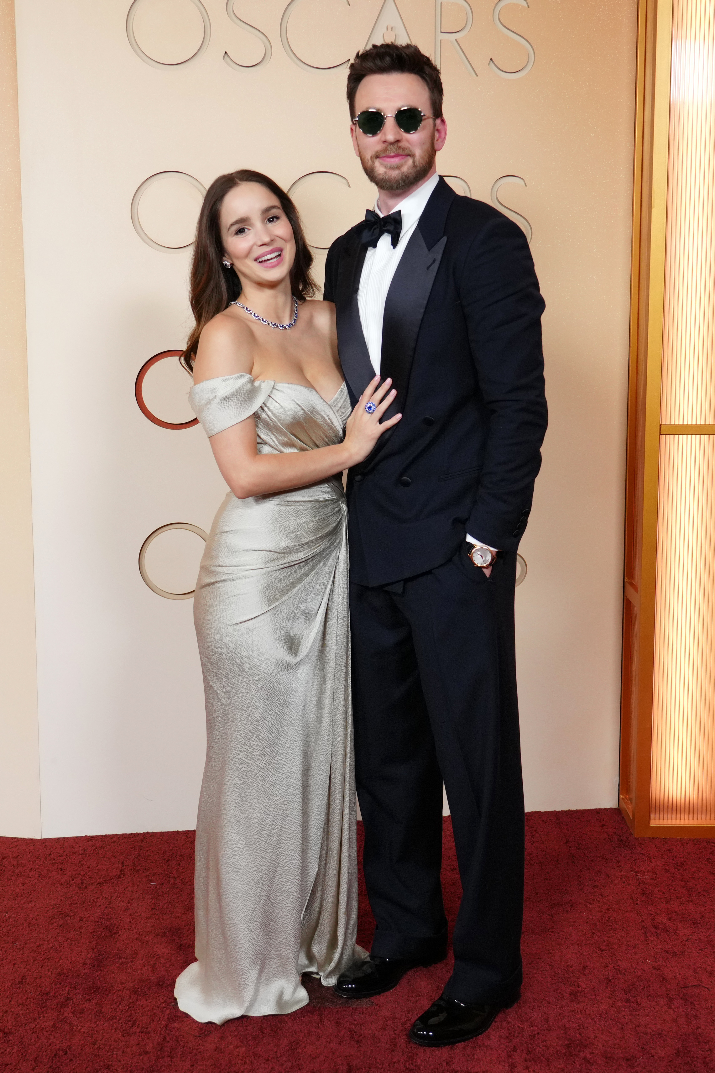New parents Chris Evans and wife Alba Baptista make rare red carpet ...