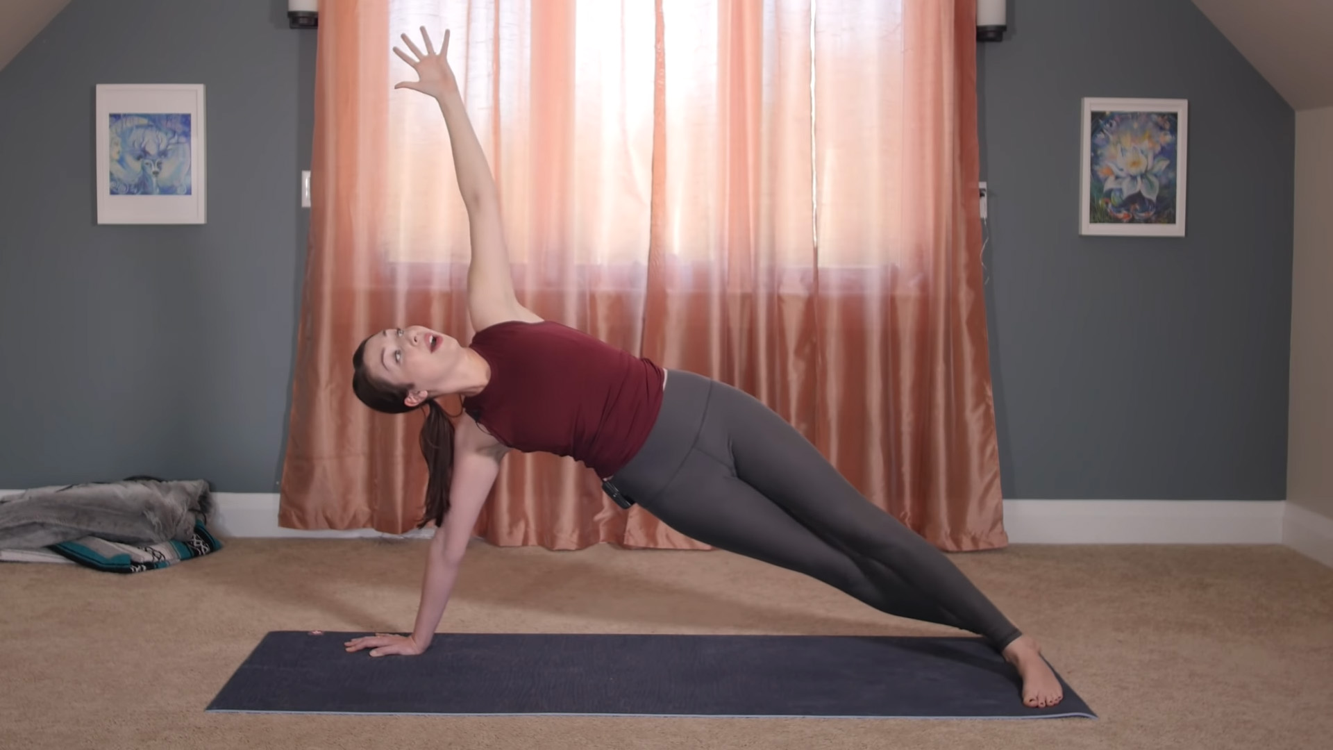 Step by step side plank yoga pose for beginners