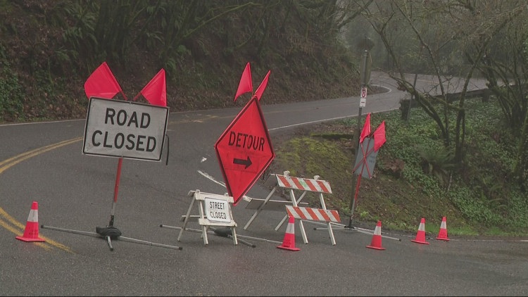 Road closures continue into Monday as landslides, sinkhole and downed ...