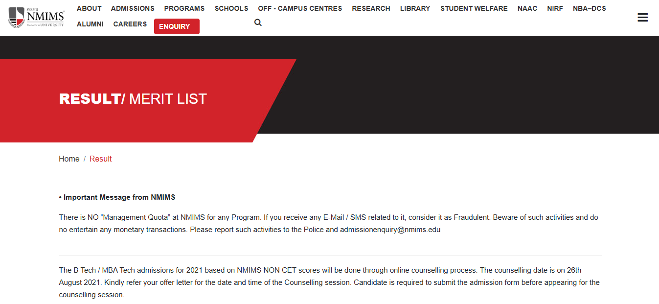 NMIMS MBA 2026 final admission results announced: Direct link to check ...