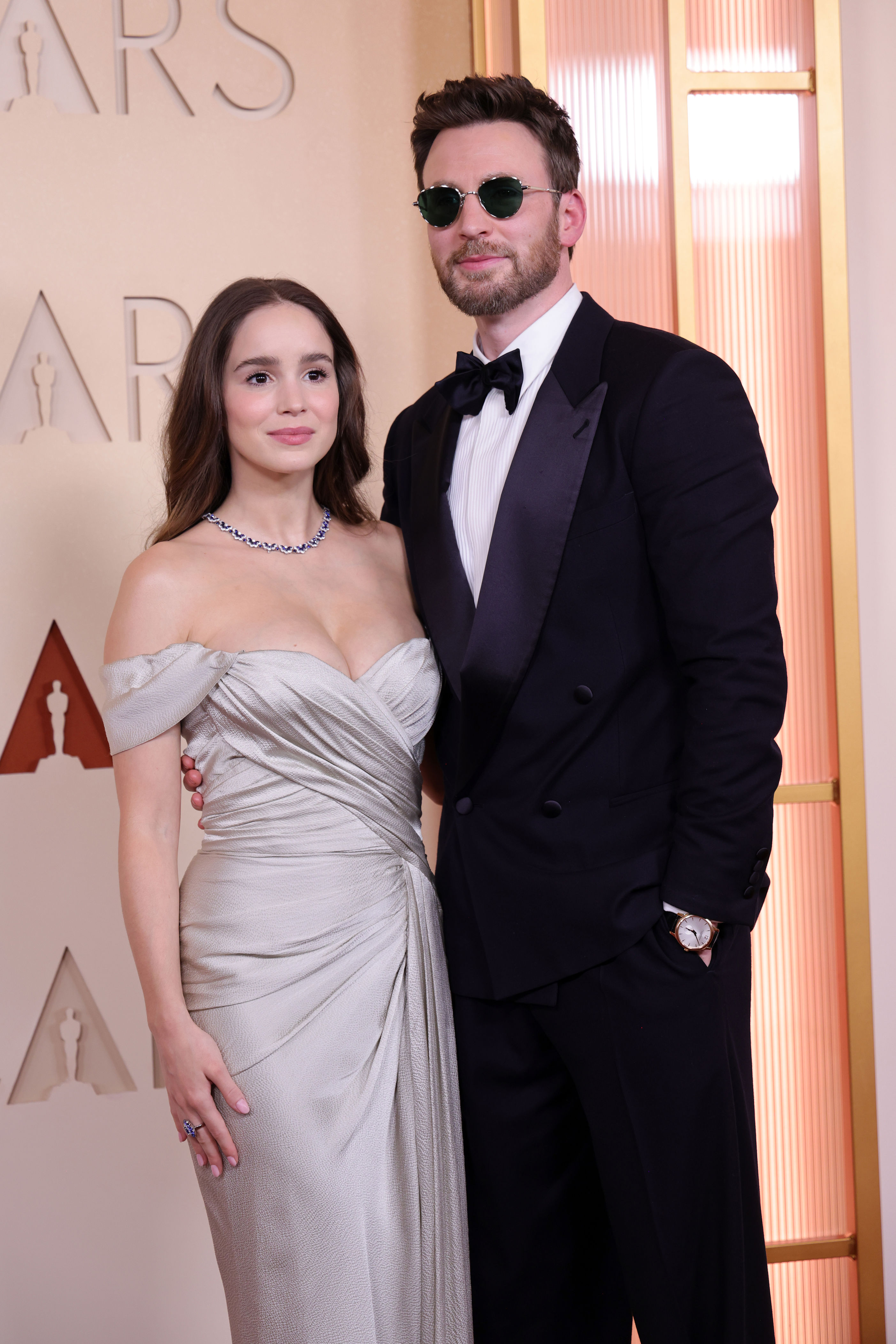 New parents Chris Evans and wife Alba Baptista make rare red carpet ...