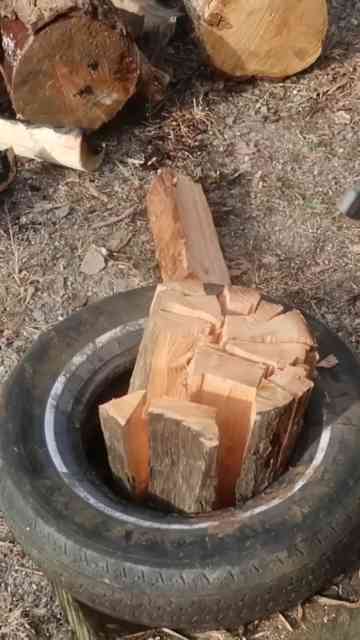 Fastest way to split firewood - then the tire hack changed everything