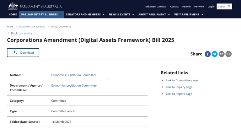 Australian Senate committee backs crypto platform licensing bill