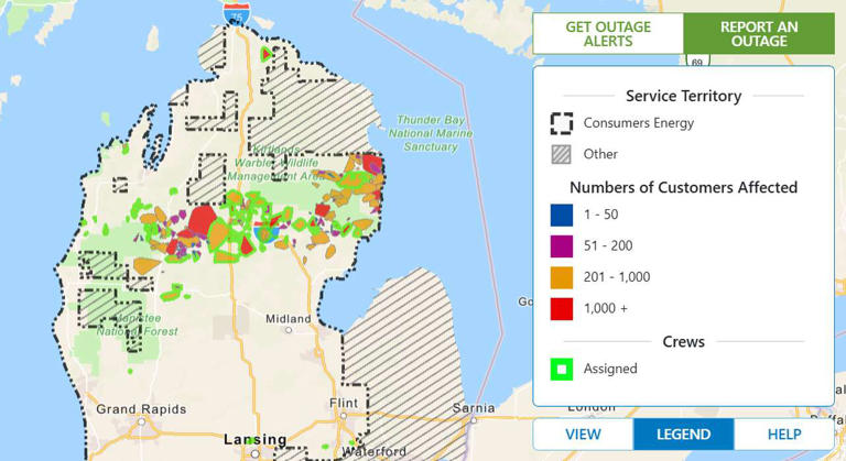 More than 130,000 residents without power across Michigan