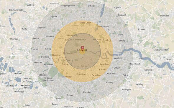 Horror map shows the UK areas obliterated if North Korea or Russia nuke ...