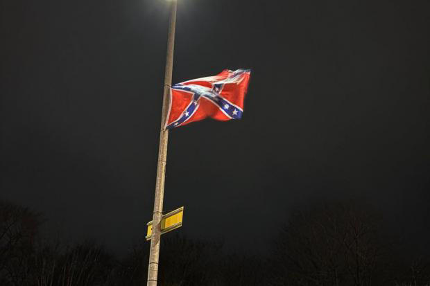 'Extremely disappointed' – Controversial flag spotted near train station