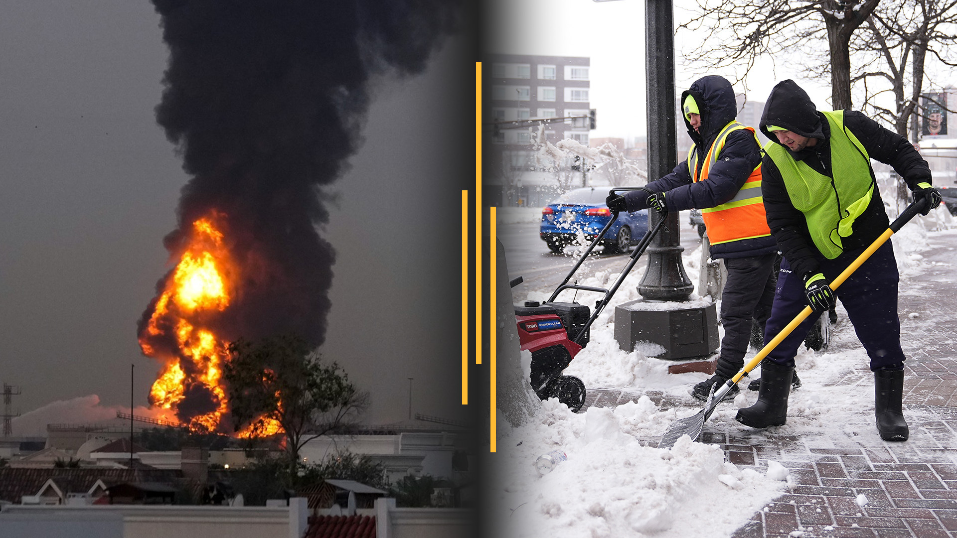 Iran strikes Gulf allies again; nationwide storm brings snow, tornado risk