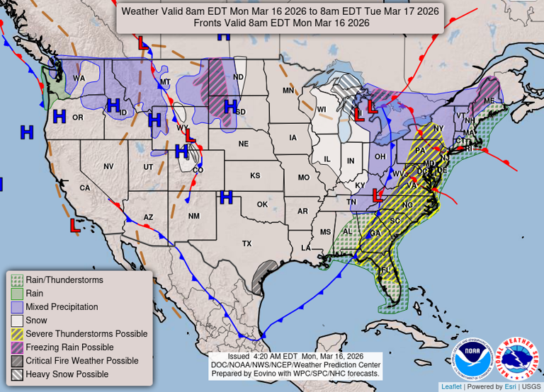 Iran strikes Gulf allies again; nationwide storm brings snow, tornado risk