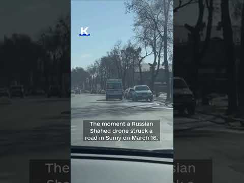 The moment Russian drone strikes road in Sumy on March 16