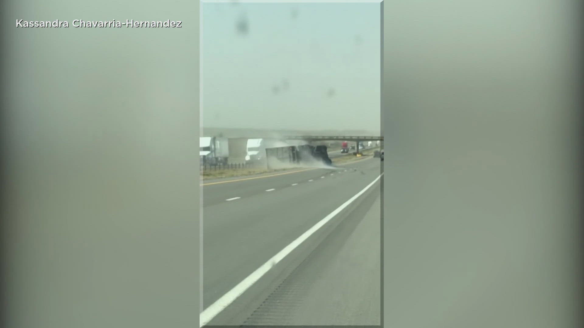 High winds tip semi truck on I-40 near Oklahoma City