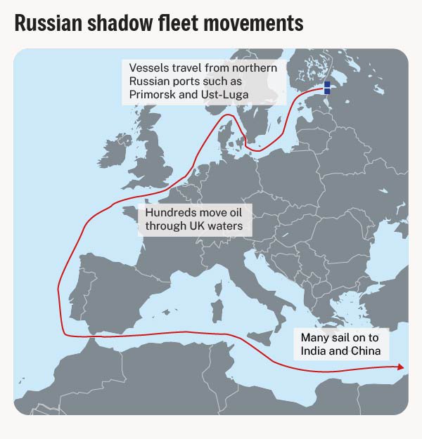 How Putin’s rusting ‘shadow fleet’ tankers risk a UK disaster