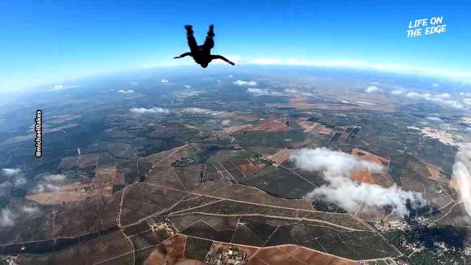 Formation skydive jump in Spain