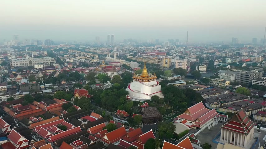 Wat Saket, Bangkok: Drone views of Golden Mount