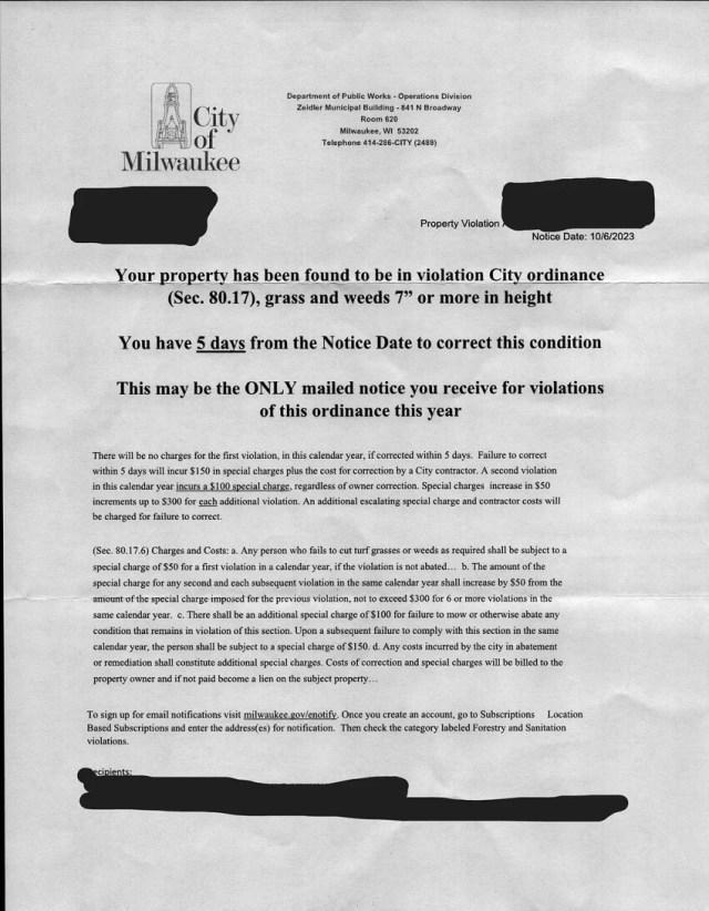 Homeowner seeks advice after finding city note taped on front door: 'I ...