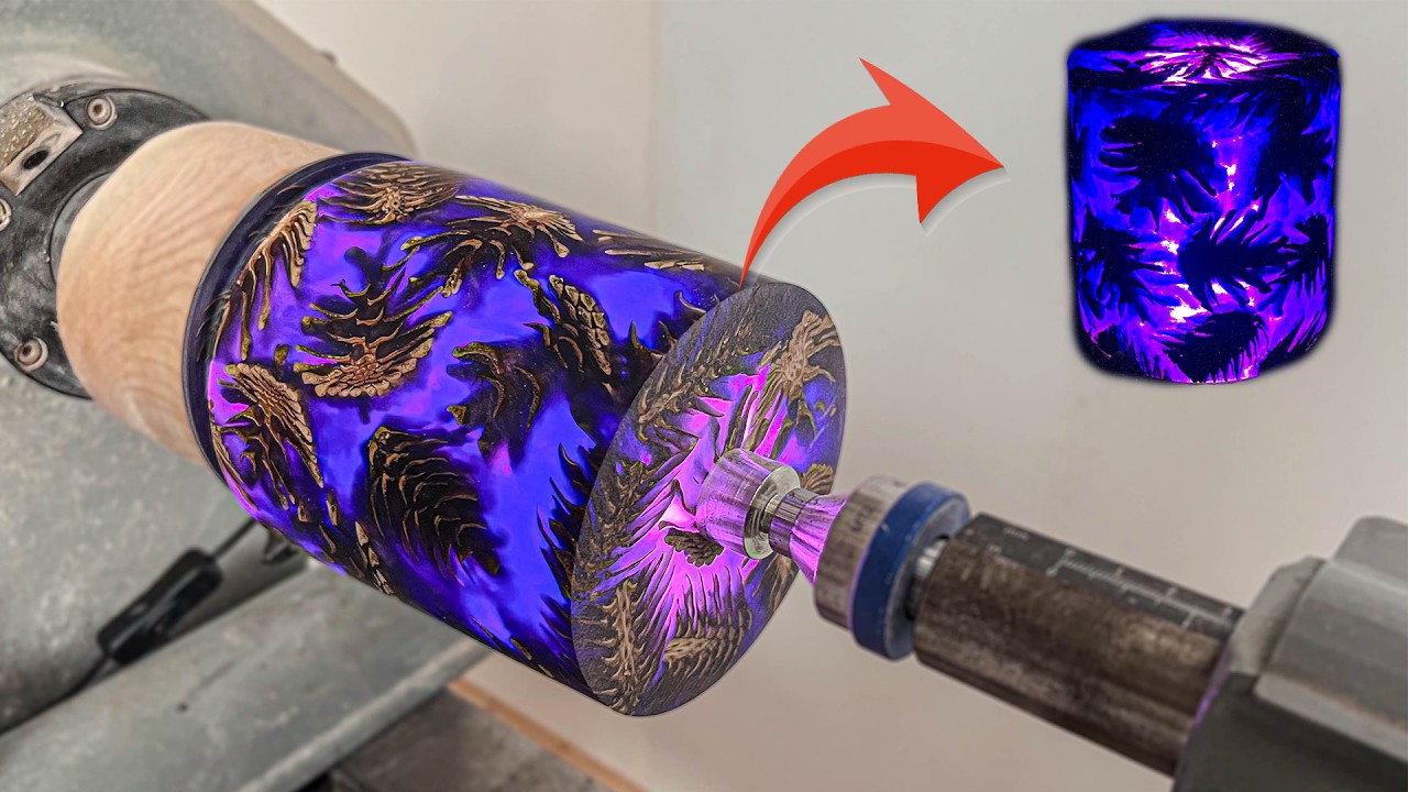Woodturning magic: Pine cone lamp