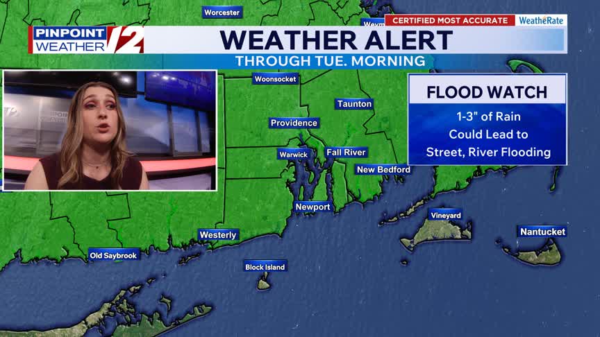 WPRI weather alert 3/16/26: Heavy rain at times with thunder; high ...