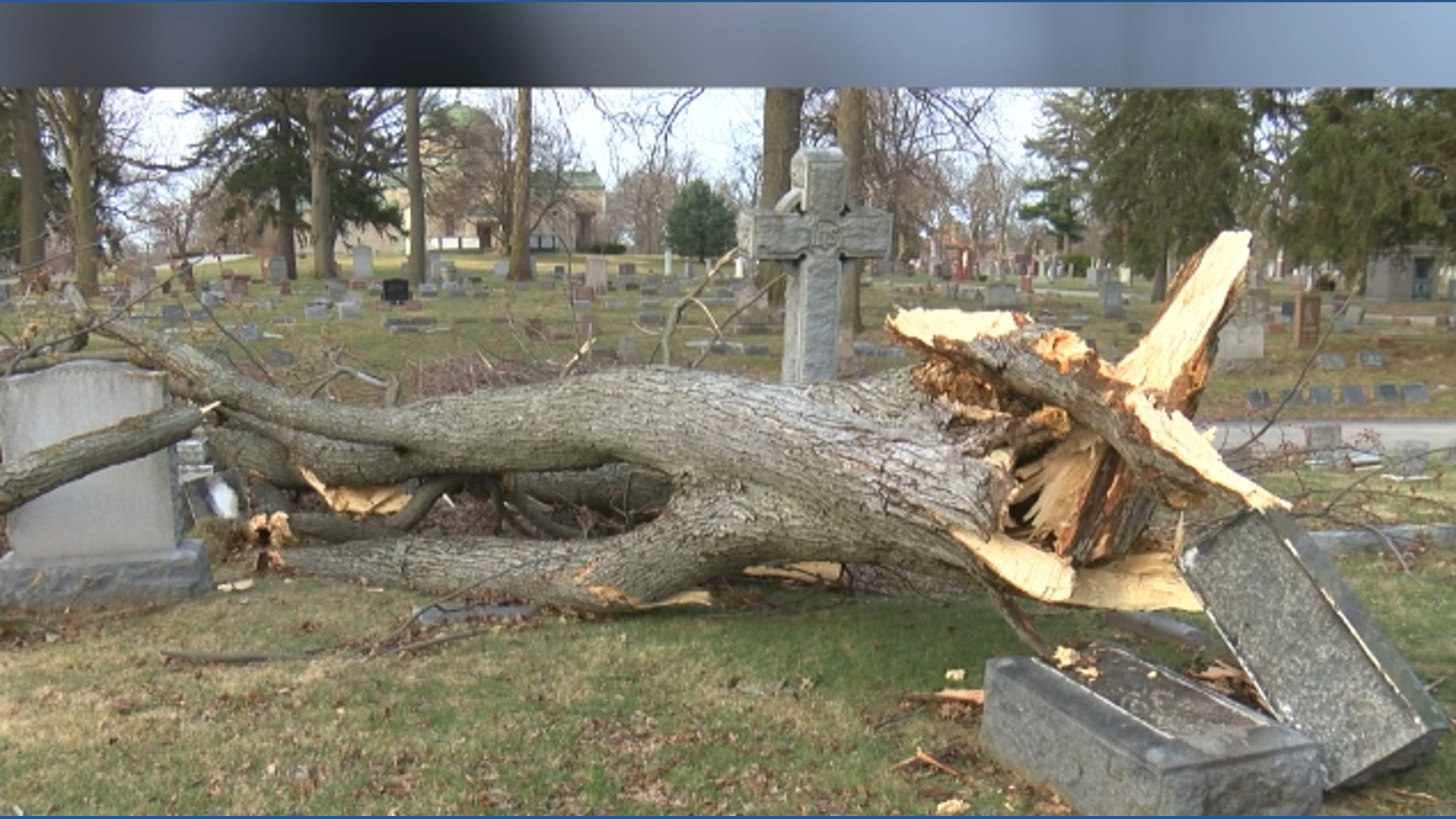 Calvary Cemetery sees wind damage