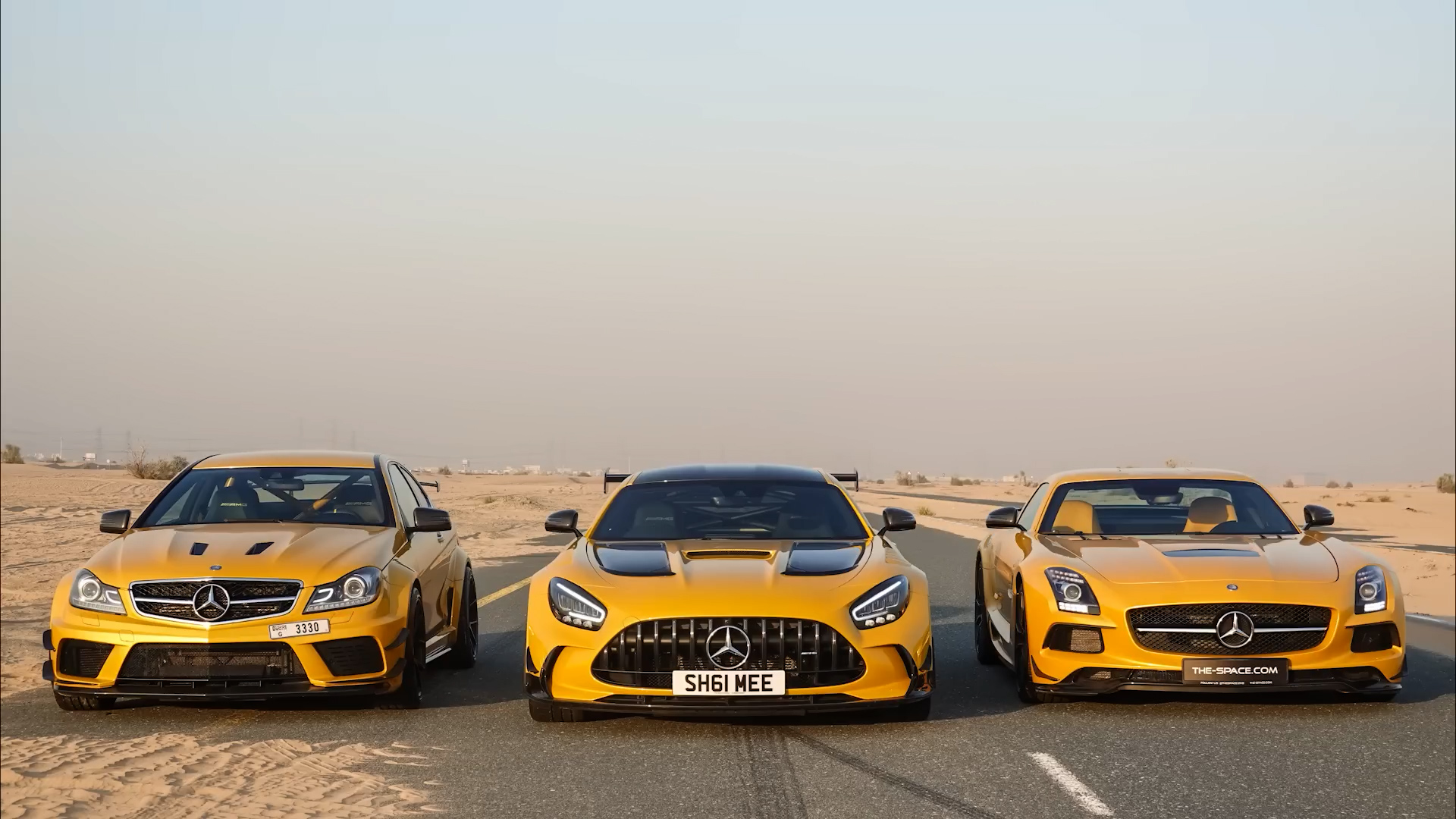 Three Mercedes AMG Solarbeam performance cars