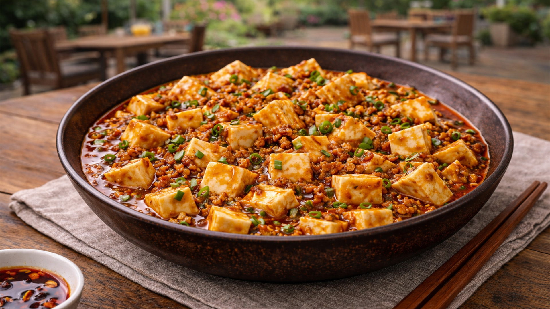 Spicy garlic tofu with rich savory flavor