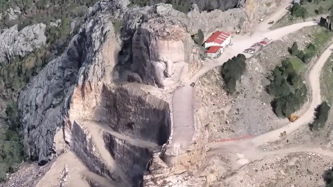 The 600-foot mountain carving still under construction