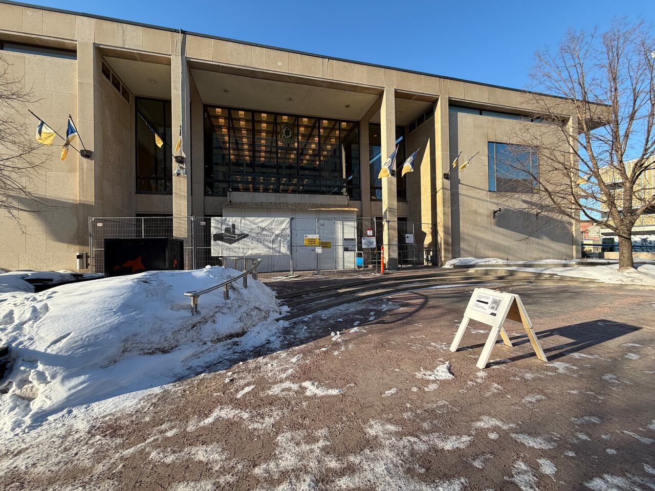 Entrance to council building at Winnipeg City Hall closed for construction